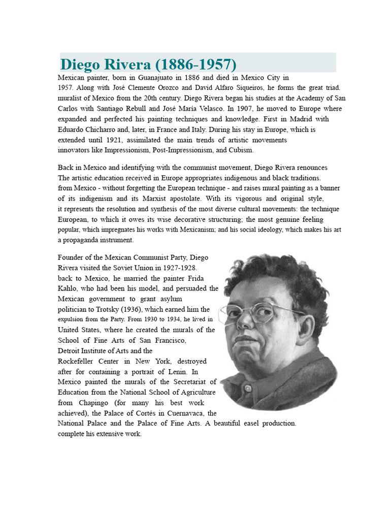 Biography of Diego Rivera and Van Gogh | PDF | Paintings | The Arts