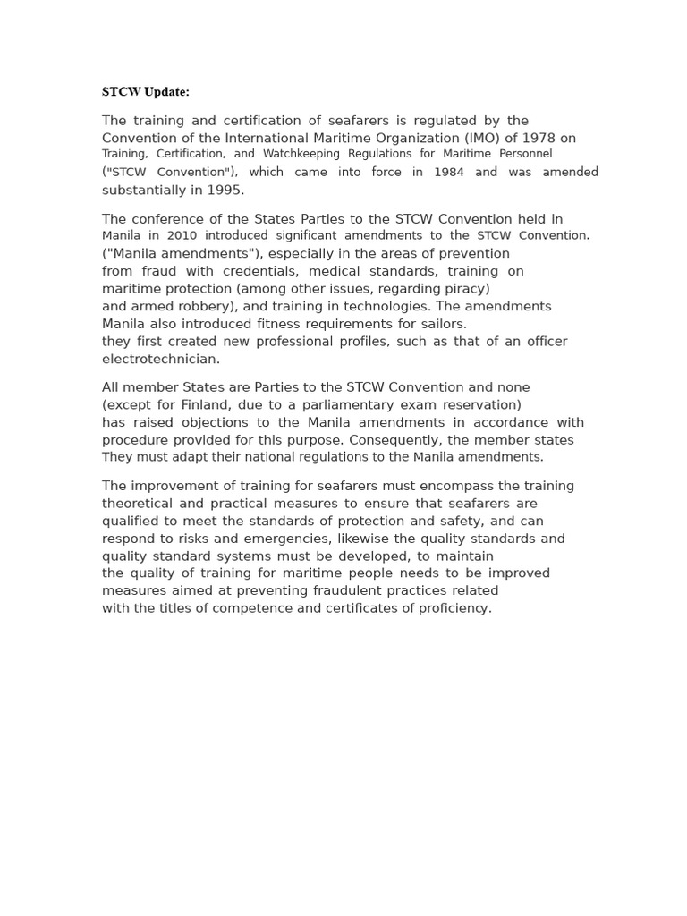 STCW Update | PDF