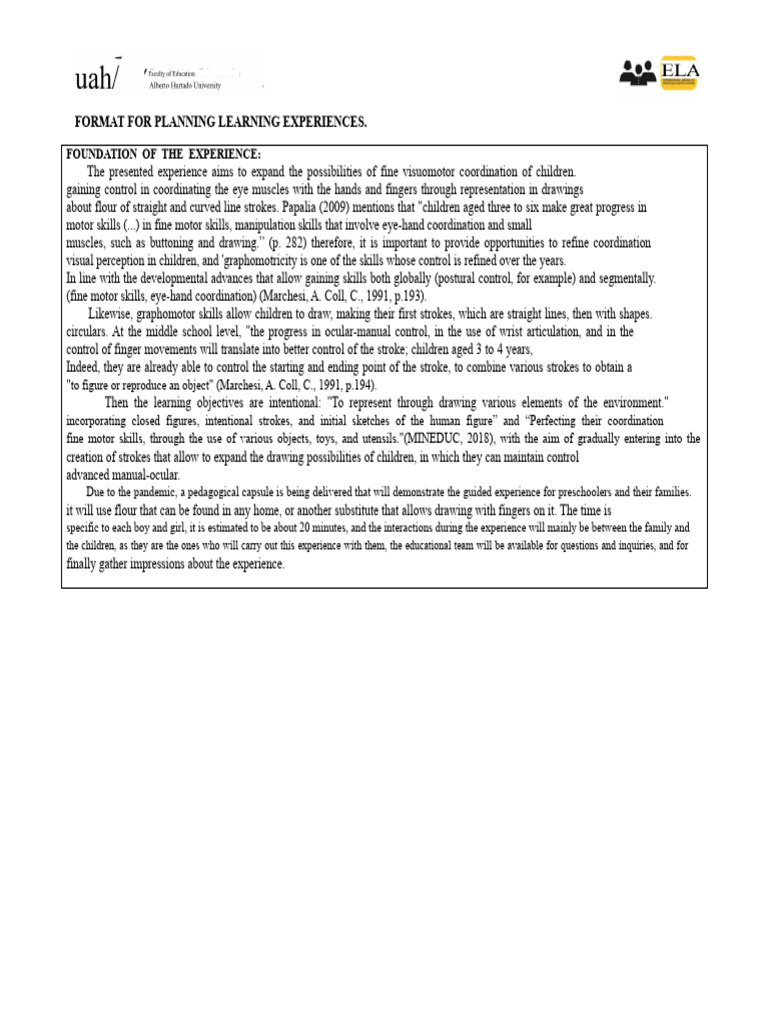 Planning Format For Tutor Visit Graphomotor Skills | PDF ...