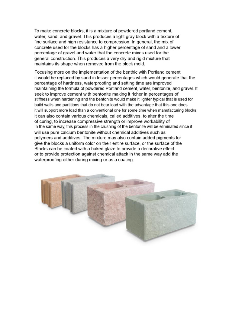 How to Make Concrete Blocks with Bentonite | PDF | Concrete | Life ...