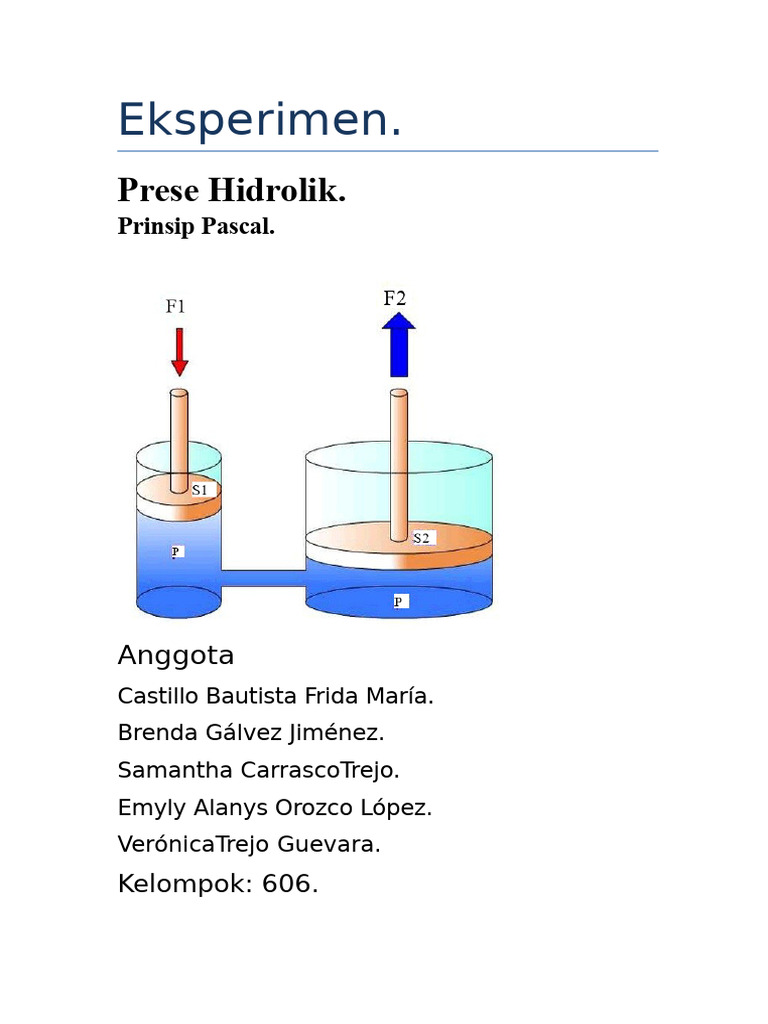 Eksperimen Prinsip Pascal pada Pers Hidrolik | PDF