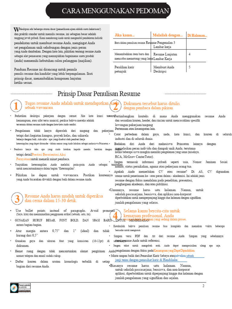 Panduan Resume - Universitas Princeton | PDF