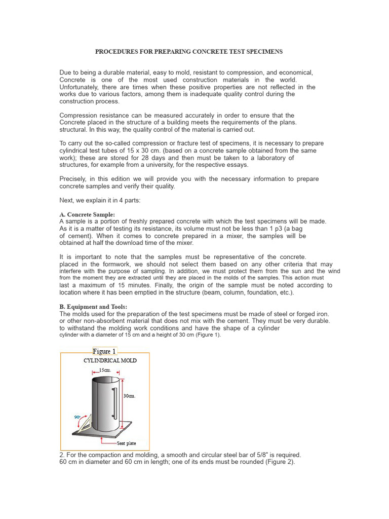 Concrete Test Specimen Preparation Guide | PDF | Concrete ...