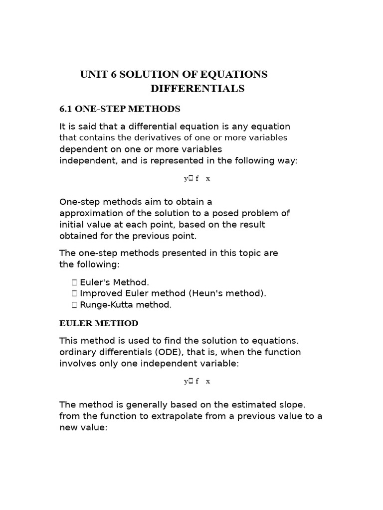 6.1 One-Step Method | PDF | Differential Equations | Mathematical Analysis