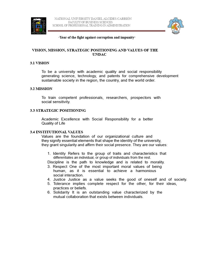 1.3 Institutional Vision and Mission UNDAC | PDF