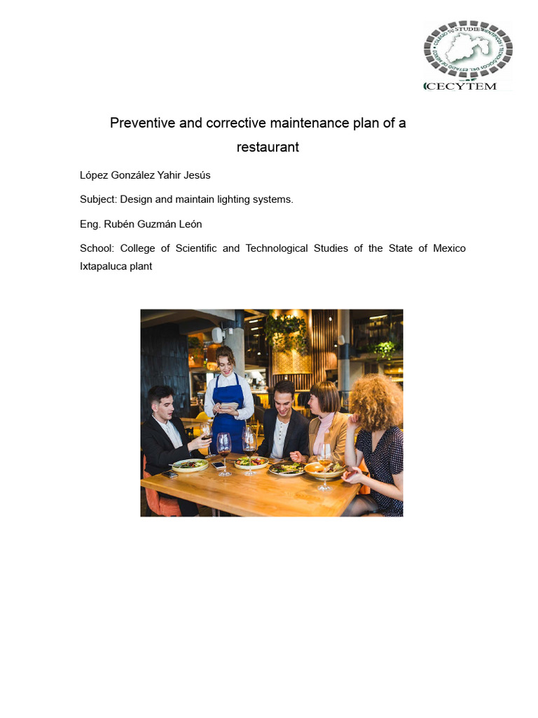Maintenance Plan For A Restaurant. | PDF | Lighting | Light Emitting Diode
