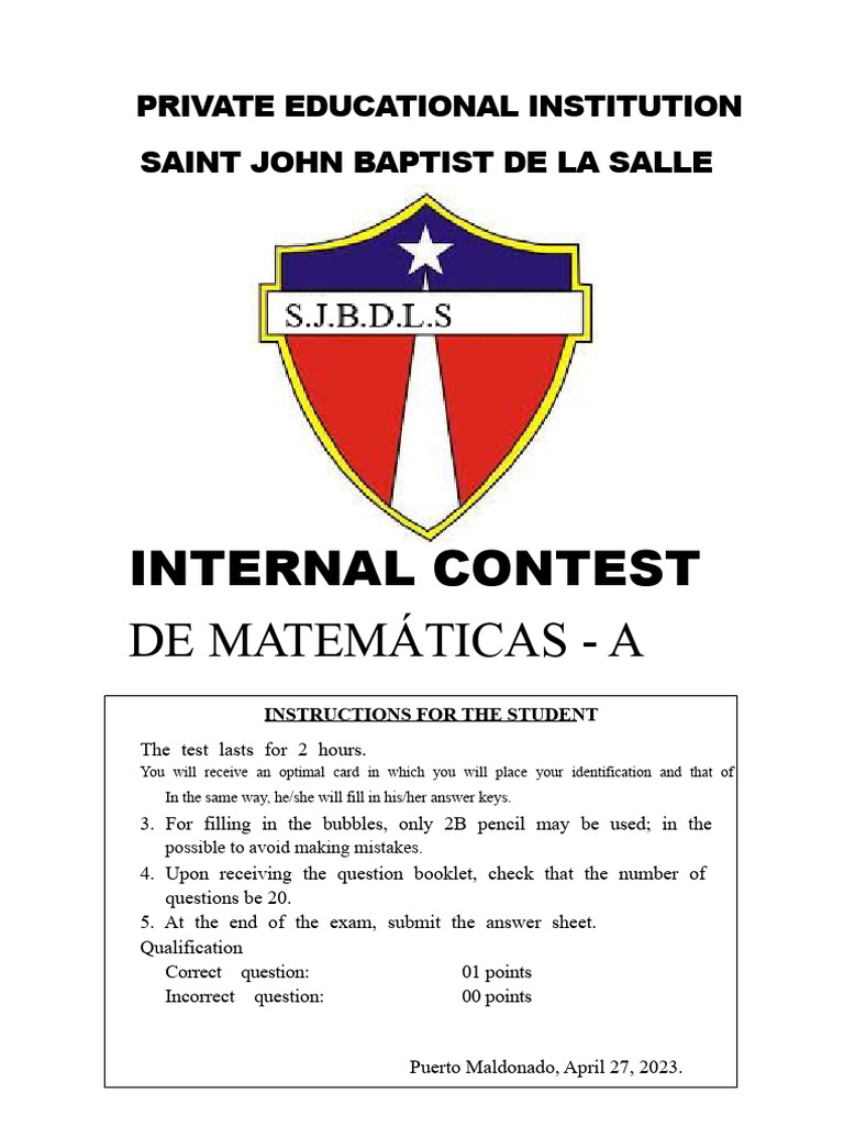 Internal Math Contest Instructions | PDF