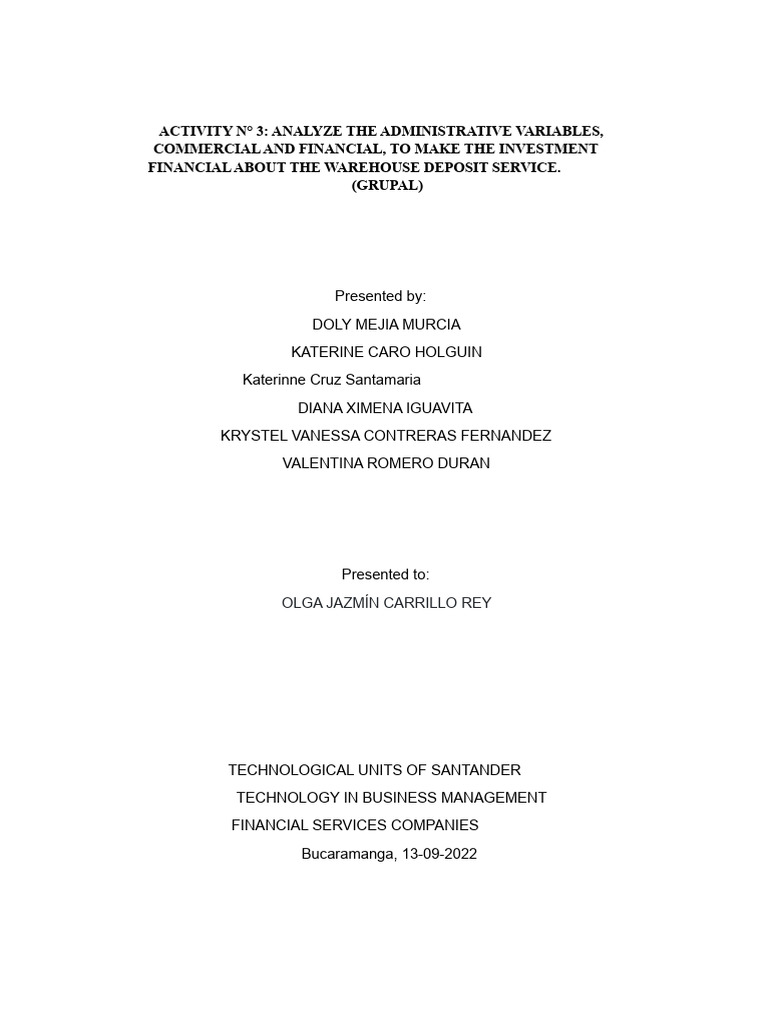 Make A List of Possible Administrative and Financial Variables | PDF ...