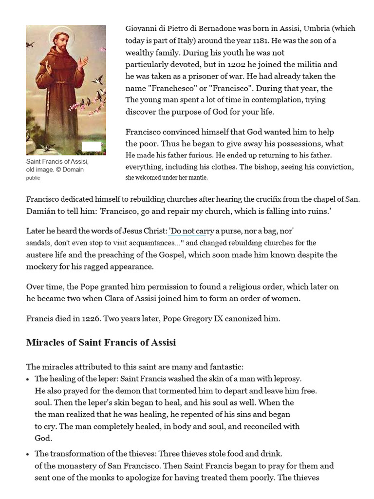 Saint Francis of Assisi - Life and Miracles | PDF | Francis Of Assisi ...