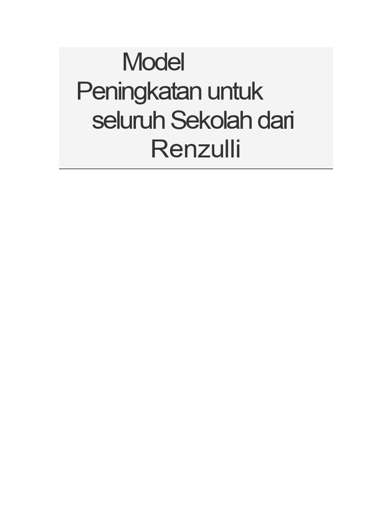 Model Enrichment Sekolah Renzulli | PDF