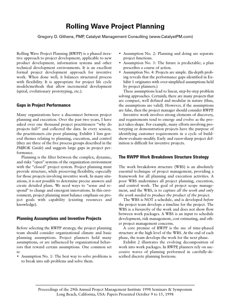 Rolling Wave Project Planning | Project Management | Strategic Management