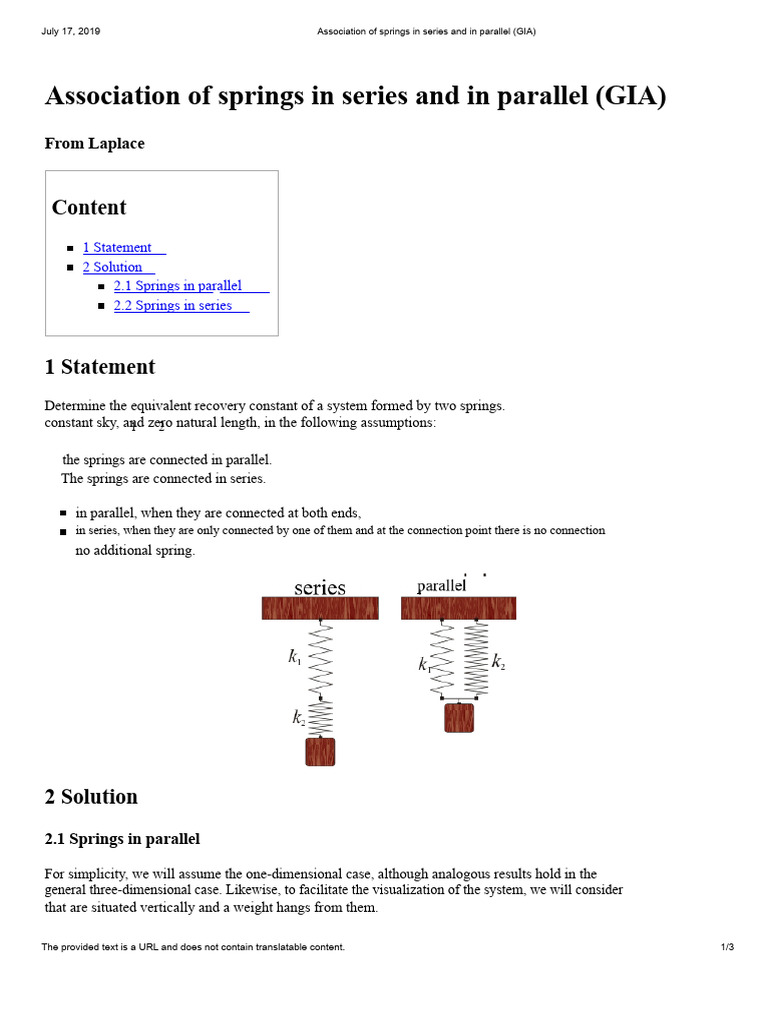 Association of Springs in Series and in Parallel (GIA) PDF | PDF ...