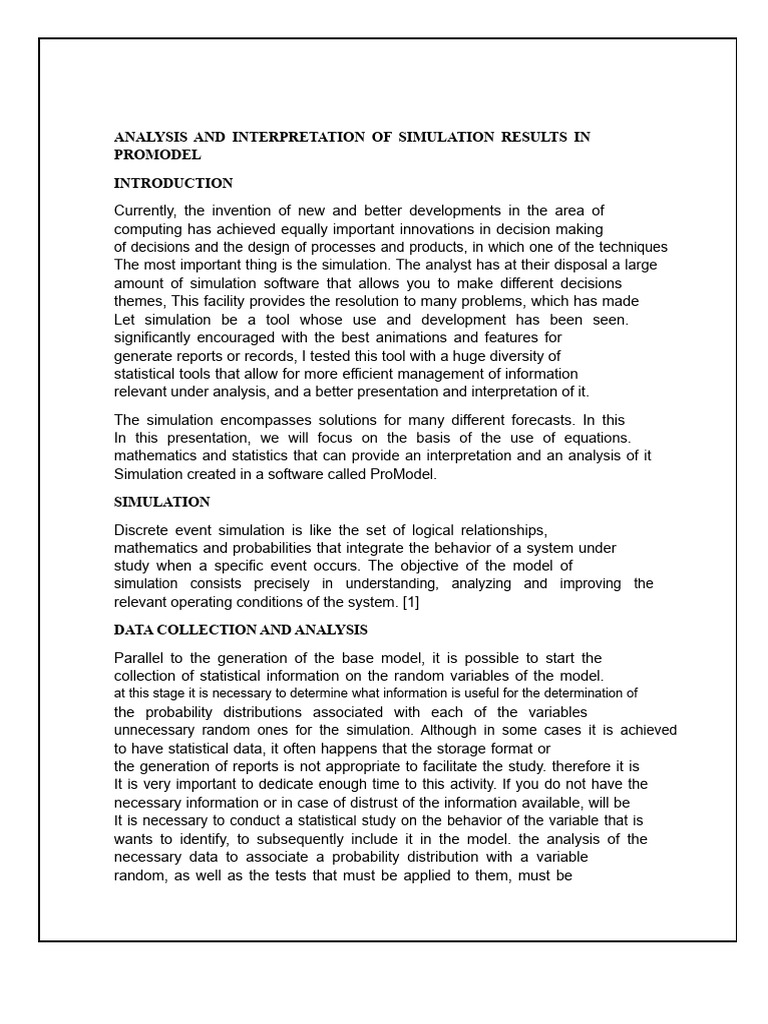 Analysis and Interpretation of Simulation Results in ProModel | PDF ...