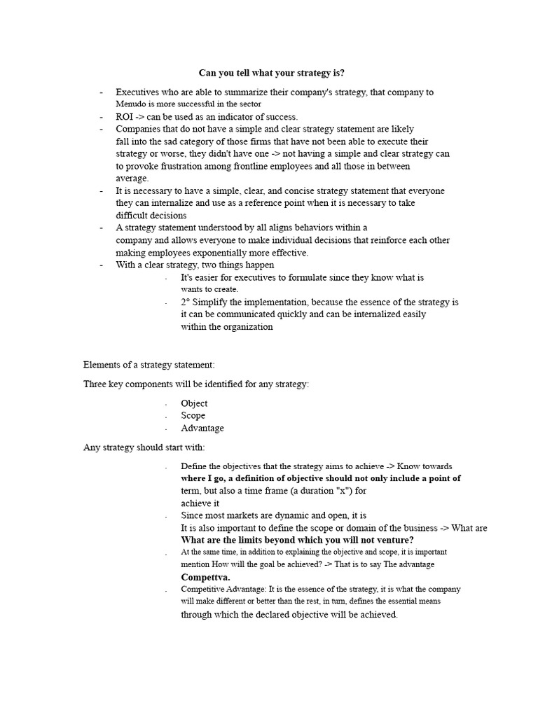 Summary Can You Tell Me What Your Strategy Is? | PDF | Competitive ...