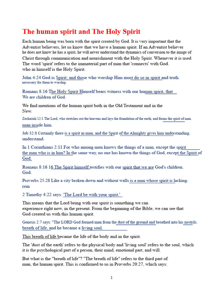 Human Spirit Holy Spirit | PDF | Jesus | God