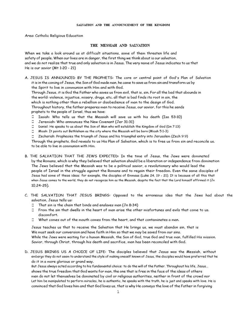 The Messiah - Salvation and The Messiah | PDF | Jesus | Kingship And ...