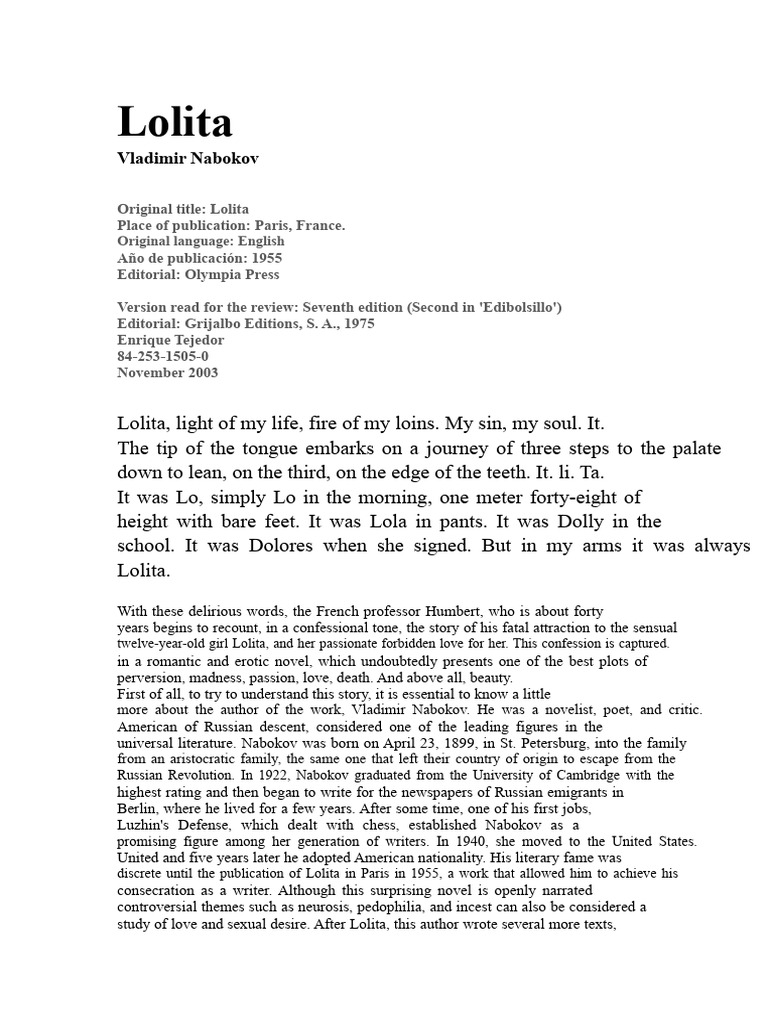 Nabokov's Lolita: A Controversial Classic | PDF | Lolita | Vladimir Nabokov