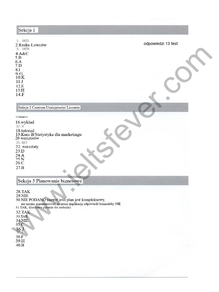 Answers Ieltsfever General Reading Practice Test 13 PDF | PDF