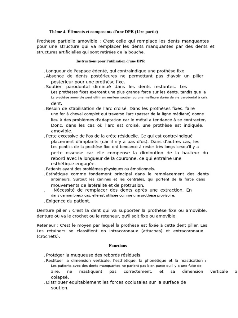 Éléments Et Composants D'une DPR | PDF | Dent | Branches de la dentisterie
