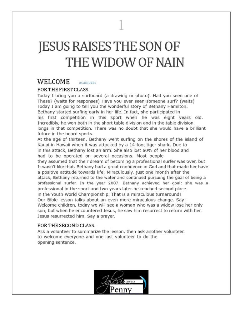Jesus Raises the Widow's Son: A Miracle | PDF | Jesus | Miracle