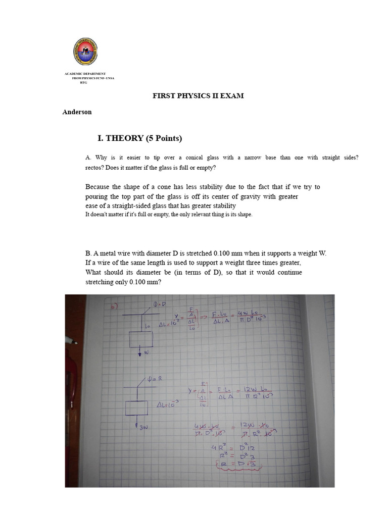 Physics Exam PDF | PDF | Buoyancy | Force