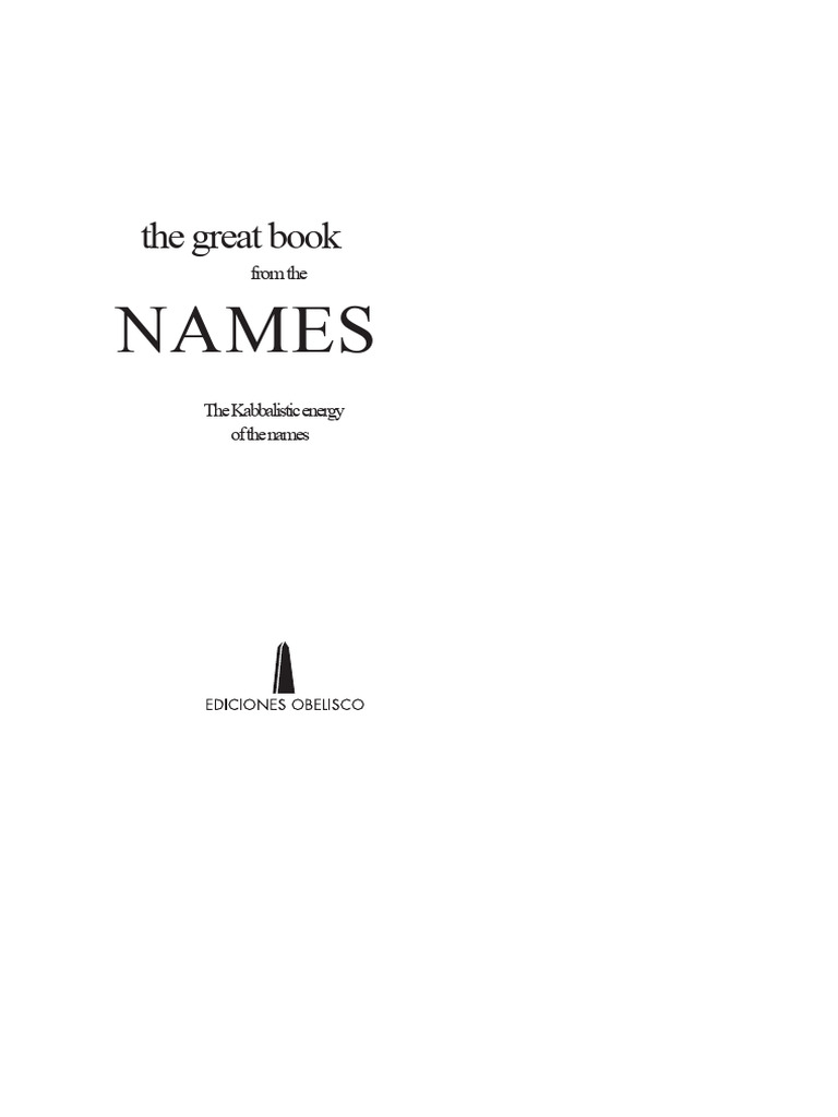 The Great Book of Names | PDF | Jacob | Rebecca