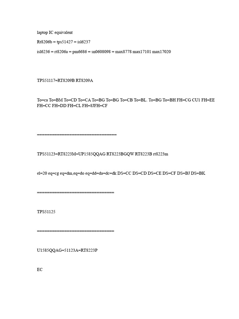 Laptop IC Equivalent Cross-Reference Guide | PDF | Computer Engineering ...