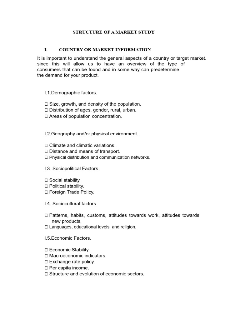 Comprehensive Market Study Structure | PDF | Market (Economics) | Exports