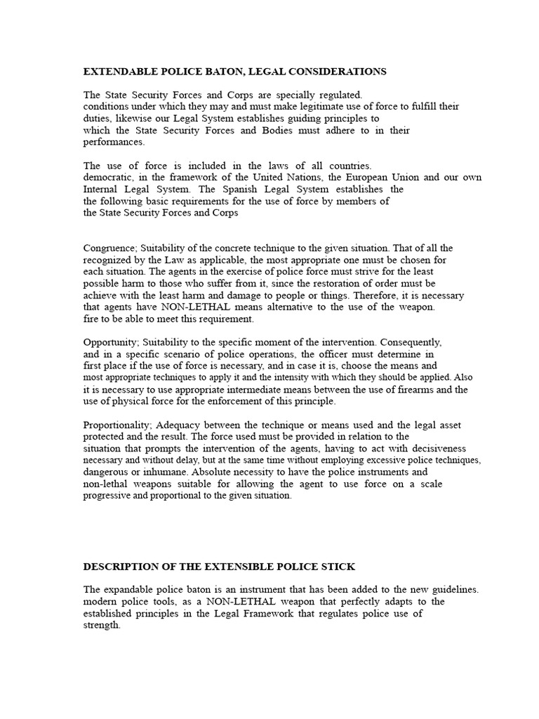 Legal Use of Extendable Police Batons | PDF | Police | Use Of Force
