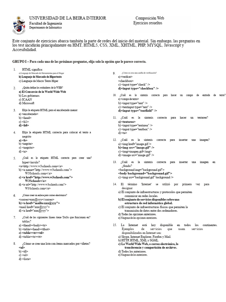 Ejercicios Resueltos | PDF | HTML | Red mundial