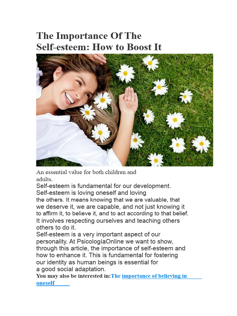 The Importance of Self-Esteem | PDF | Self Esteem | Feeling