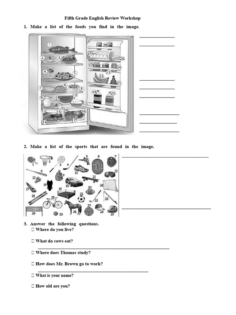 Fifth Grade English Review Workshop | PDF