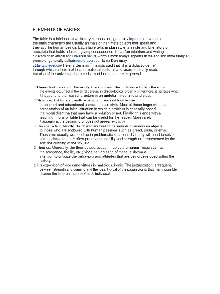 Elements of Fables | PDF
