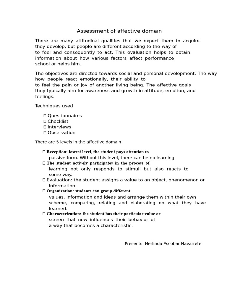 Assessment of Affective Domain | PDF