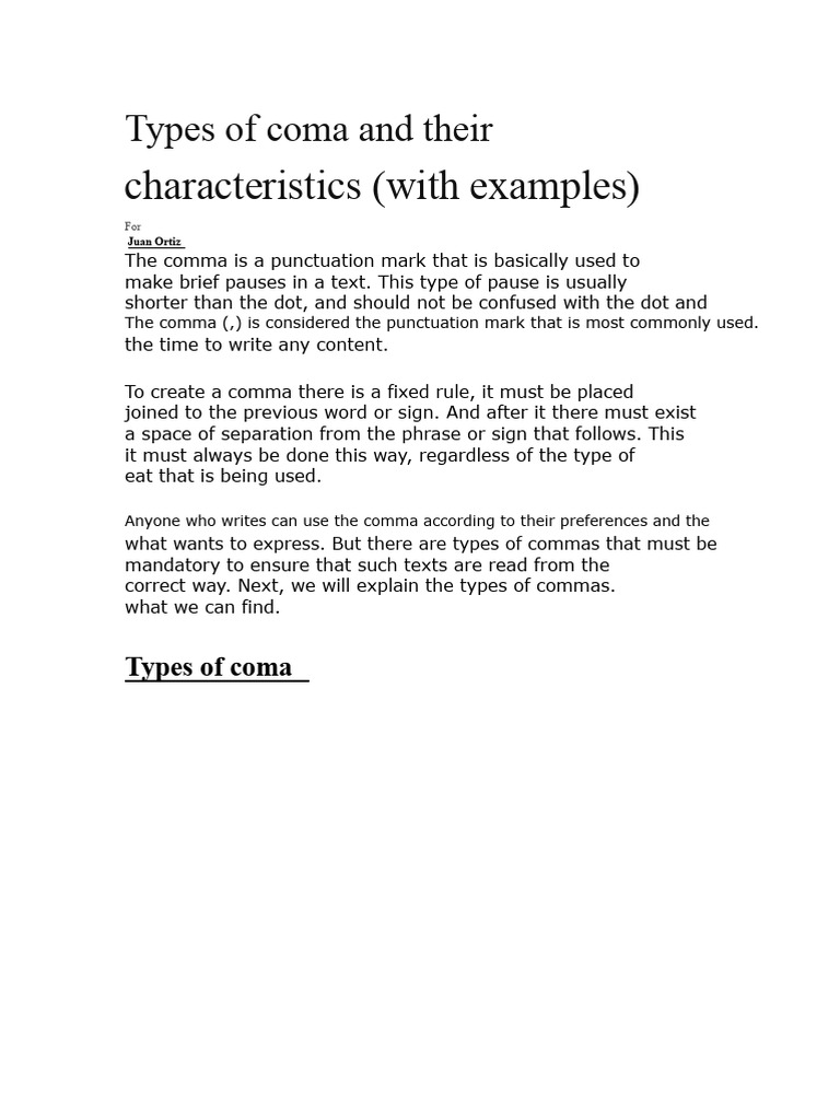 Types and Examples of Comma | PDF | Comma | Punctuation