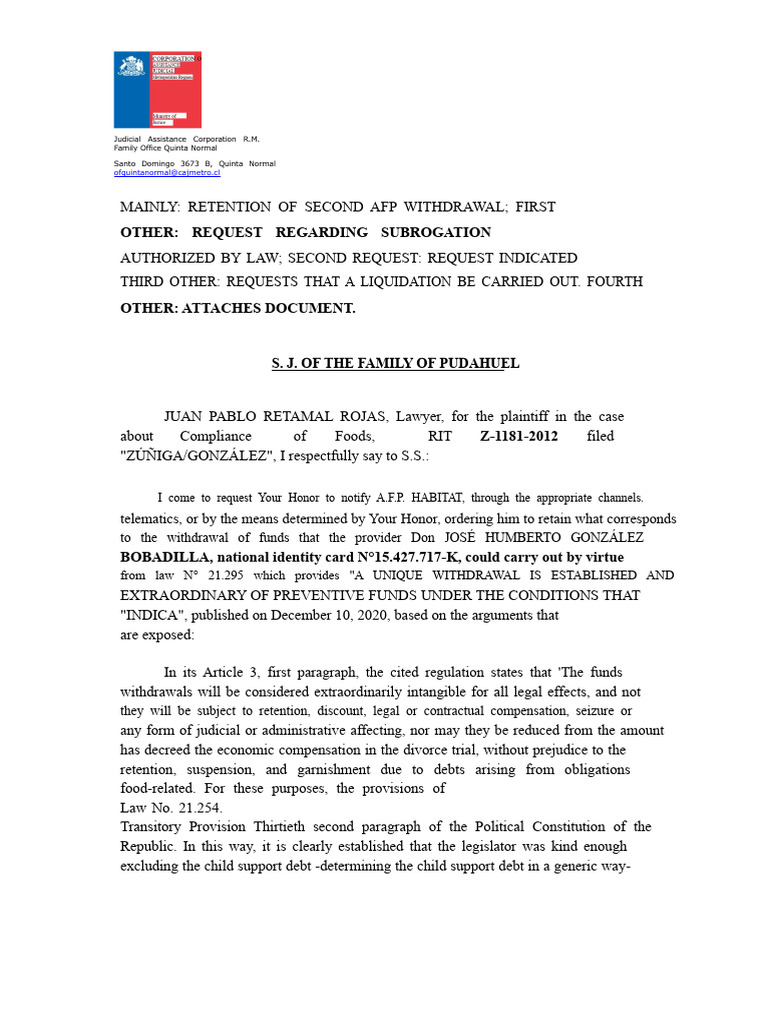RETENTION 2nd WITHDRAWAL AFP | PDF | Alimony | Child Support