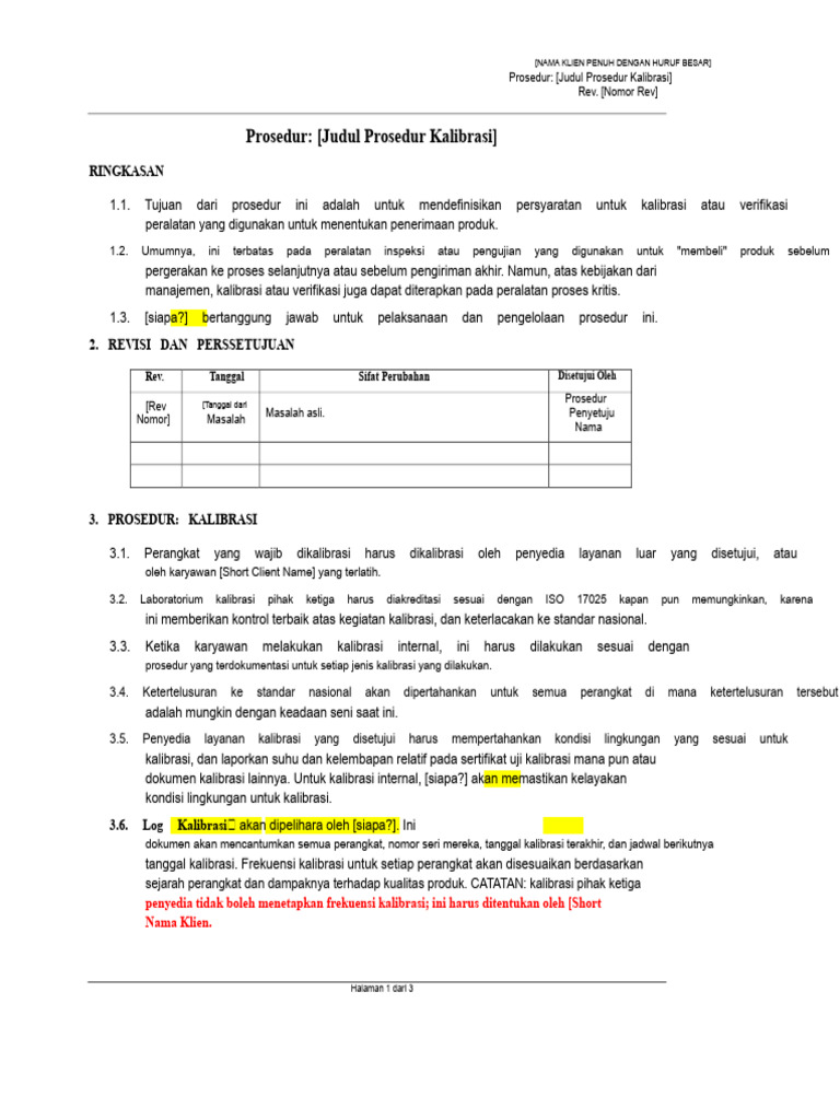 Prosedur - Kalibrasi | PDF