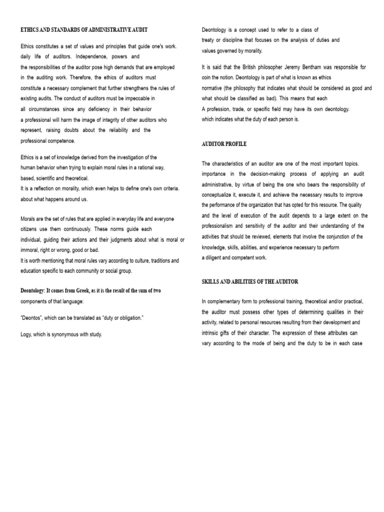 Ethics in Administrative Auditing Standards | PDF | Audit | Knowledge