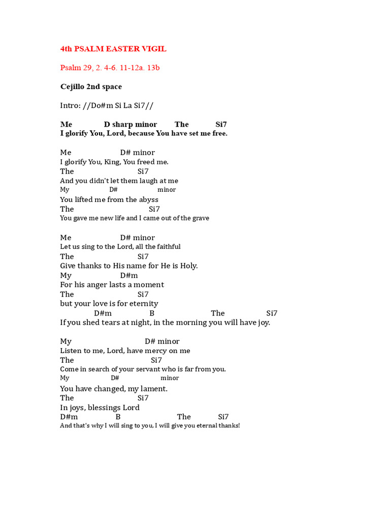 4th Psalm Easter Vigil Psalm 29 | PDF