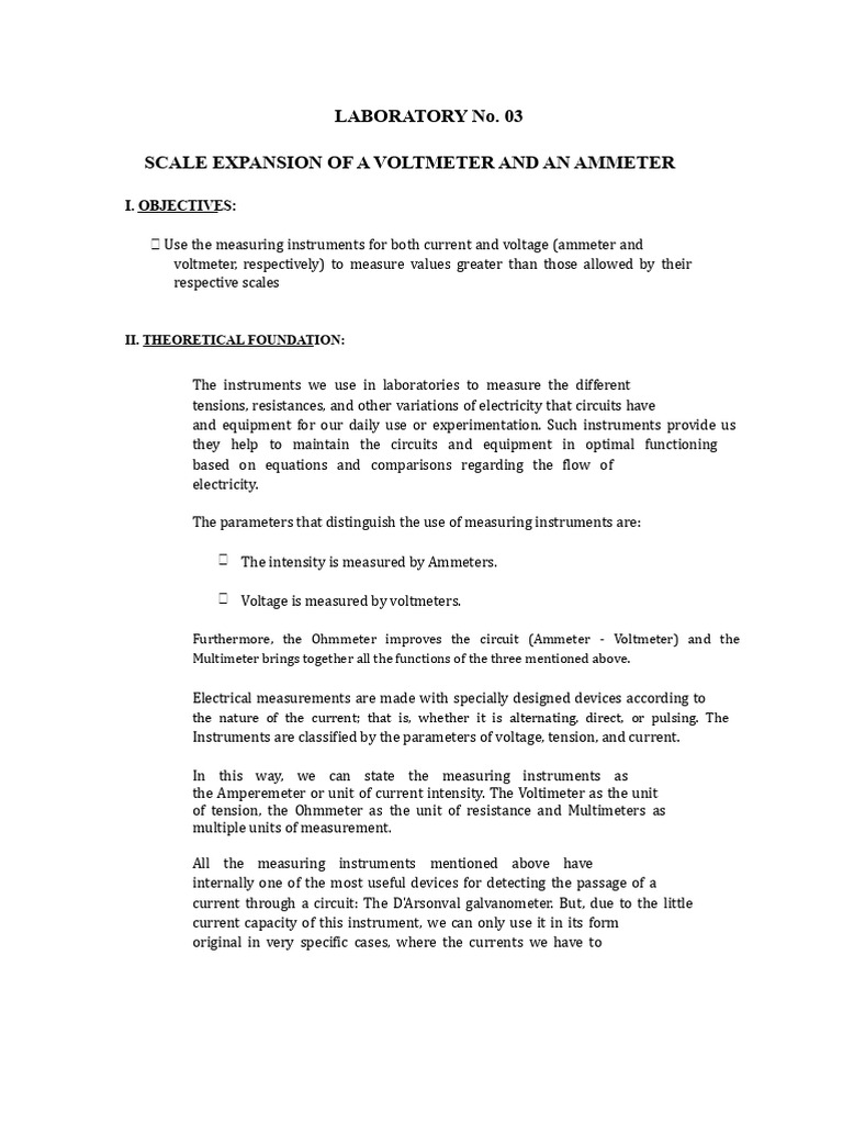 Expansion of Scale of A Voltmeter and Ammeter | PDF | Voltage ...