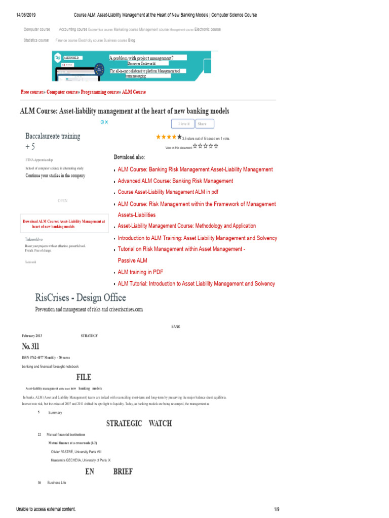 (PDF) ALM Course - Asset-Liability Management at The Heart of New ...