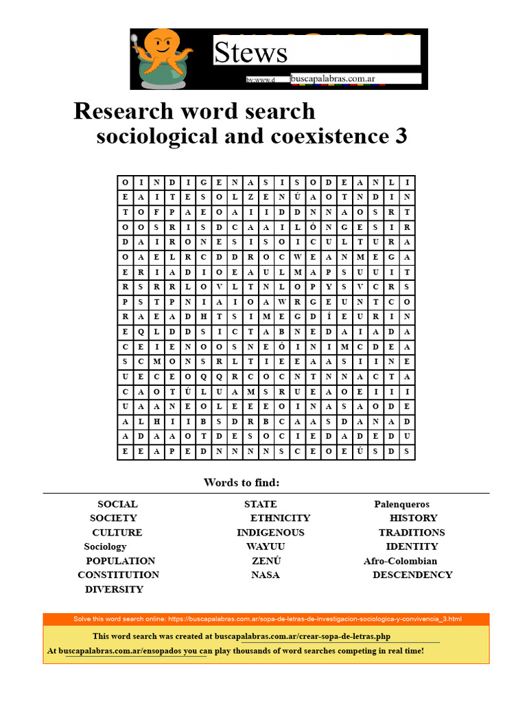 Sociological Research and Coexistence Word Search - 3 | PDF | Ethnicity