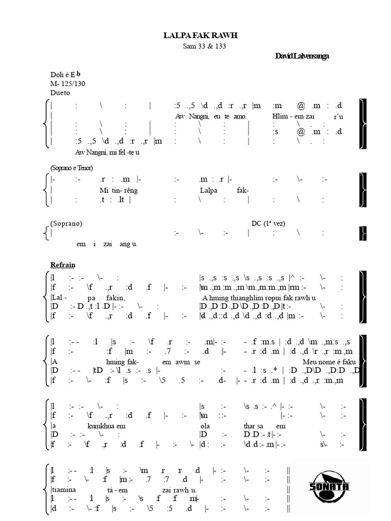 Letra da Música "Lalpa Fak Rawh" | PDF | Artes Cênicas