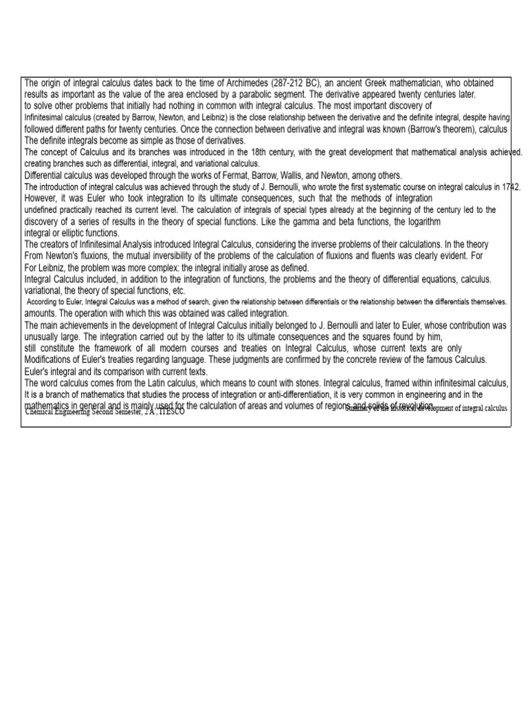 The Origin of Integral Calculus Dates Back To The Time of Archimedes ...