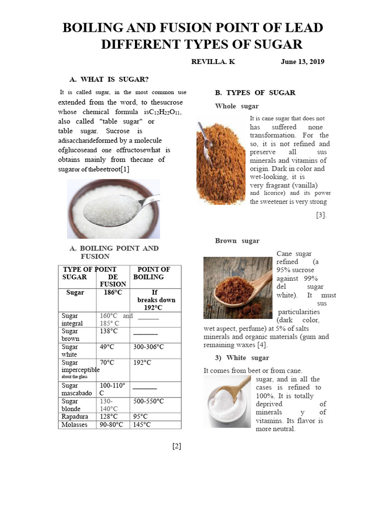 Melting and Boiling Points of Sugar | PDF | Sugar | Diet & Nutrition