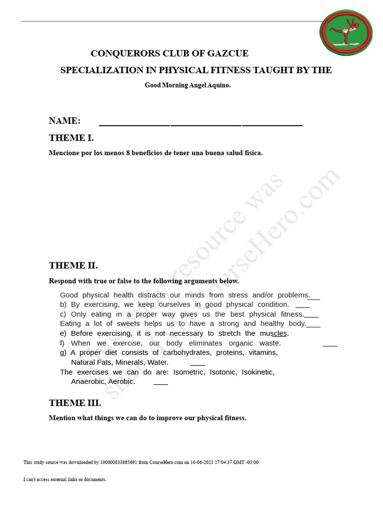 Specialty Exam Physical Aptitude | PDF | Physical Fitness | Aerobic ...
