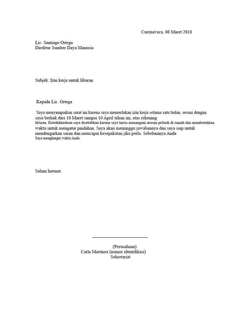 Contoh Surat Permohonan Izin | PDF