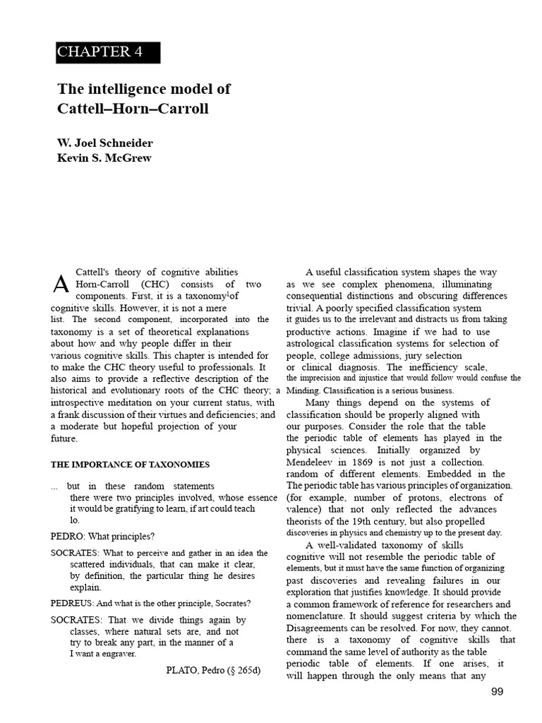 The Cattell-Horn-Carroll Intelligence Model - Chapter 4 | PDF ...