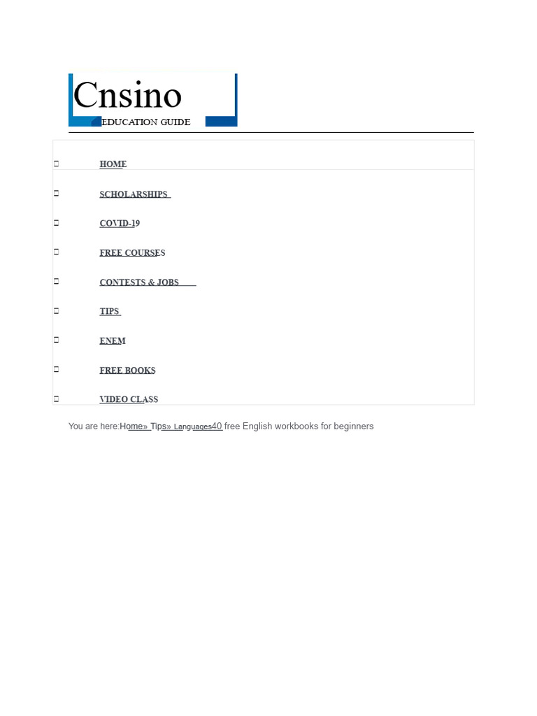 40 Free English Workbooks for Beginners | PDF | English Language ...