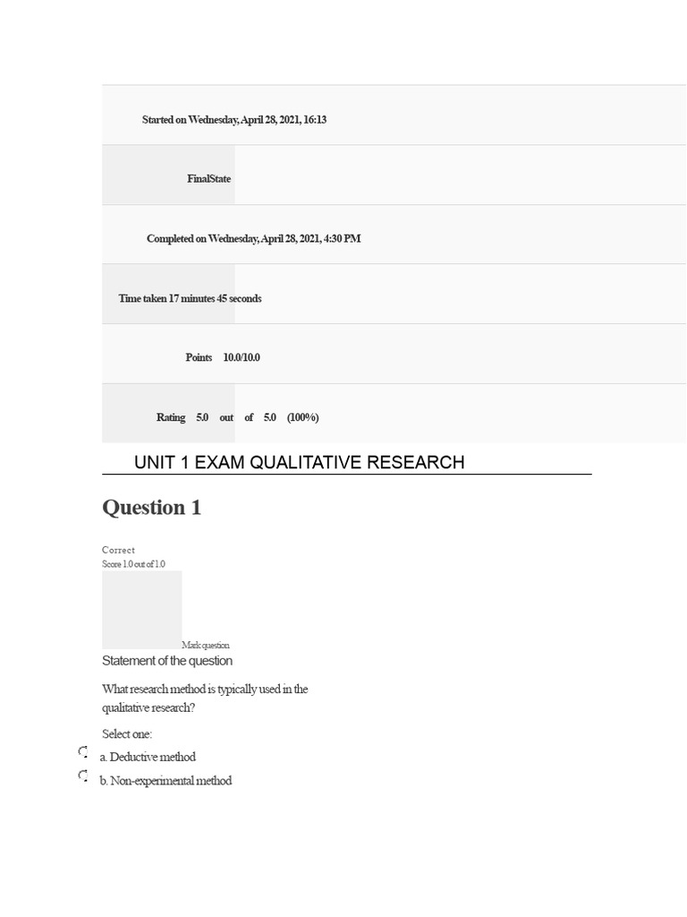 Qualitative Research Exam Results | PDF | Qualitative Research | Reality